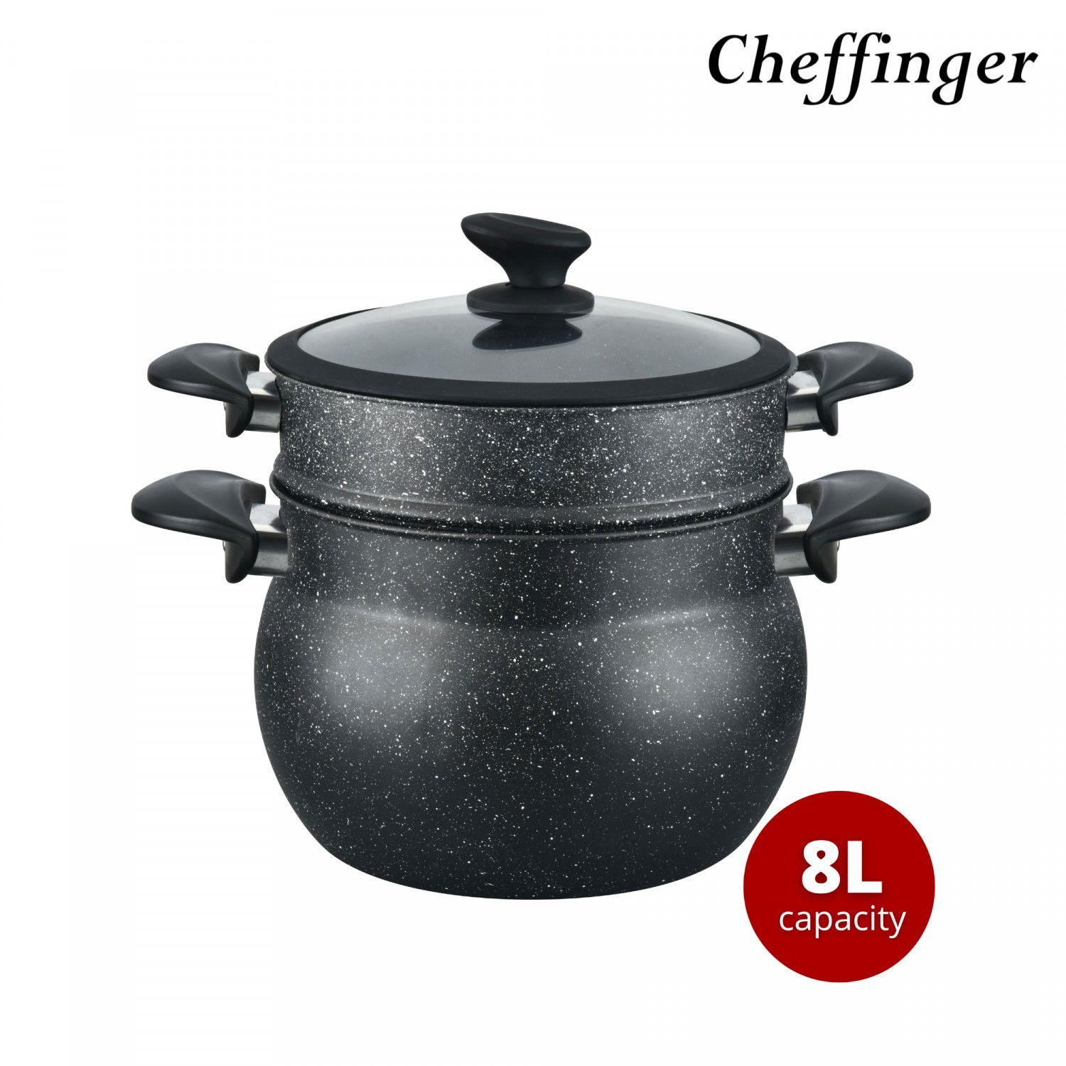 Cheffinger CF-COUS8: 8L Marble Coated Steam Cooker Couscous Pot