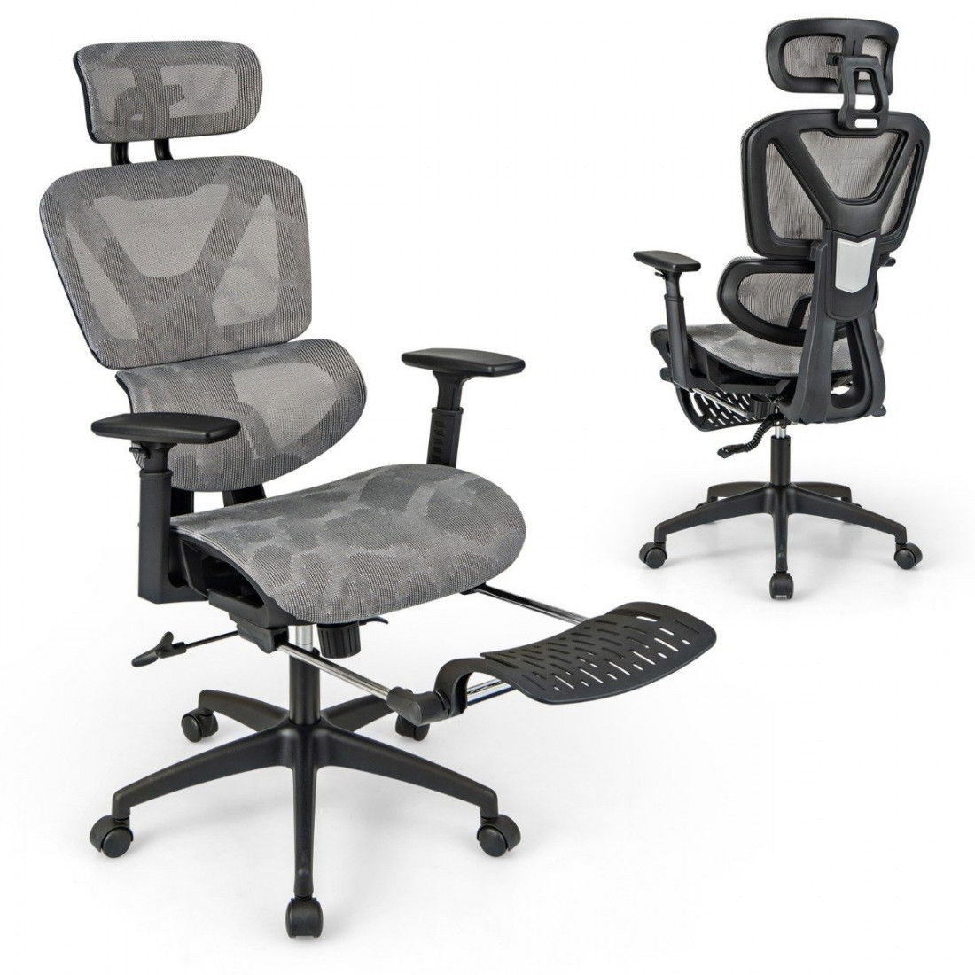 Ergonomic Office Chair with Retractable Footrest & Adjustable Headrest ...