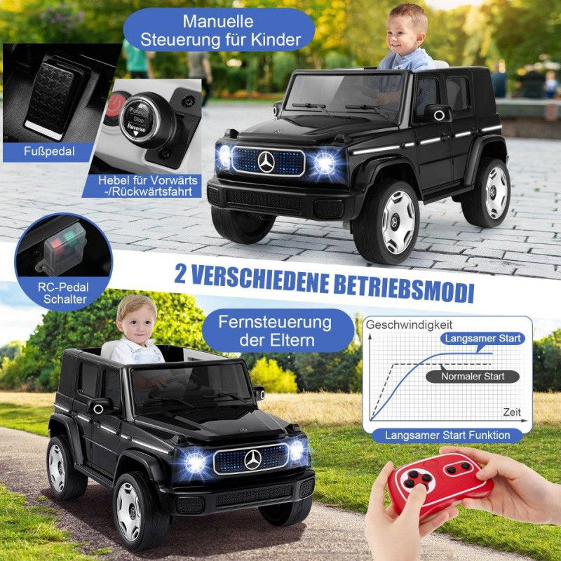 Kinder Mercedes-Benz Elektroauto mit 2,4G Fernbedienung & Scheinwerfer 12V Elektrofahrzeug Schwarz