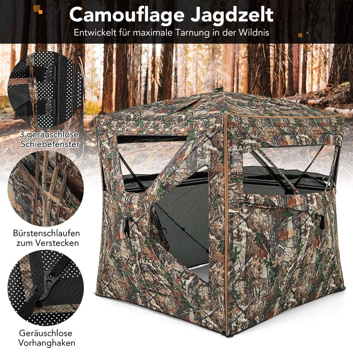 5-piece demountable hunting hideout for 2-3 people 360° transparent ...