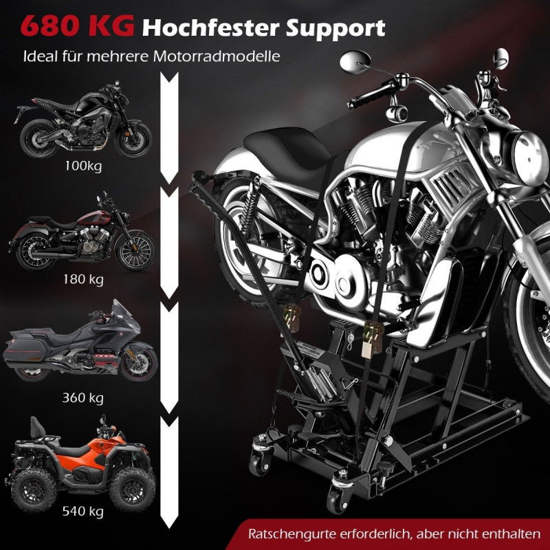 Motorcycle lift up to 680kg 3-stage height-adjustable hydraulic ...